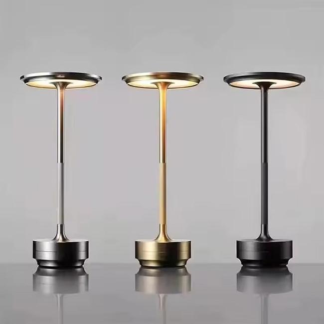 LED desk lamp showing gold color option with touch controls