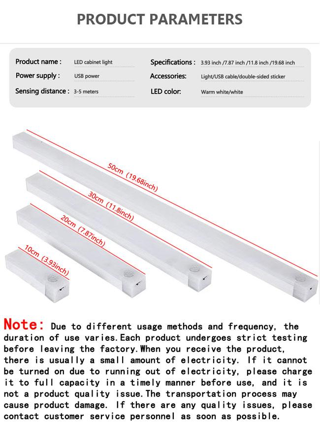 LED motion sensor light installed in cabinet