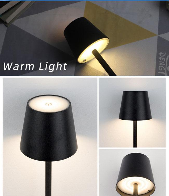 LED desk lamp in white color showing different lighting modes