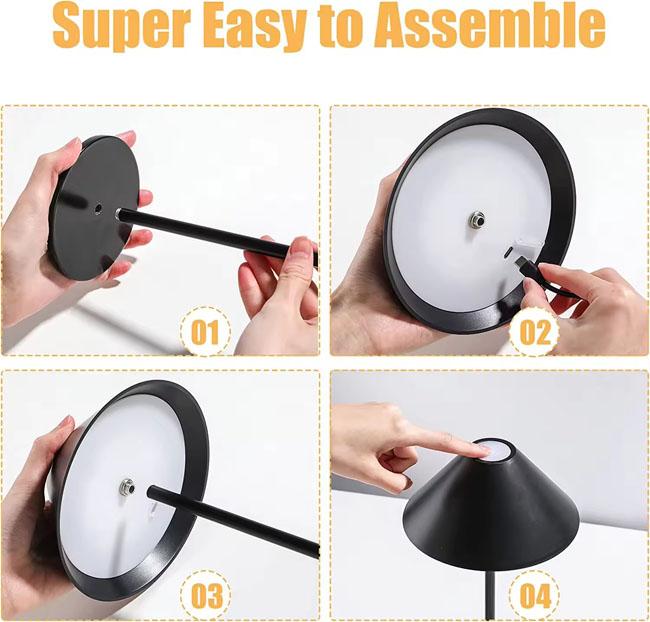 Close-up of LED table lamp controls