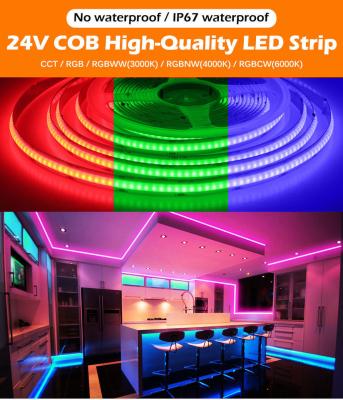 Cina Nastro a LED 5m/lot Smd 320 384 840leds/m Acqueproof Flexible Cob Led Strip Dc 24v Ra90 RGBCCT 3000k 4000k 6000k in vendita