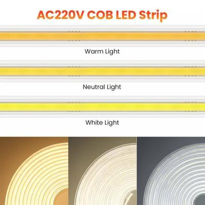Cina 220v 280LED/m Bianco/Bianco Caldo/Bianco Neutro COB LED Strip CE RoHS 100m 50m Alta tensione in vendita