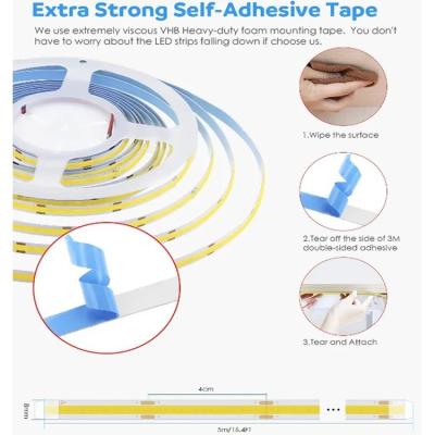 China 90lm/w Lâmpada Eficiência luminosa Smart COB Led Strip 12V 24V 5M 252leds para publicidade à venda