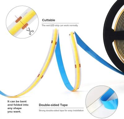 Cina 12V 24V Caldo Bianco Colore Freddo Alta Densità CRI 8mm Flessibile LED COB Strip Light Tape in vendita