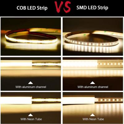 China 1000lm 12V 24V 5mm 8mm 10mm Cob Led Strip Light para projetos de iluminação do gabinete para casa à venda