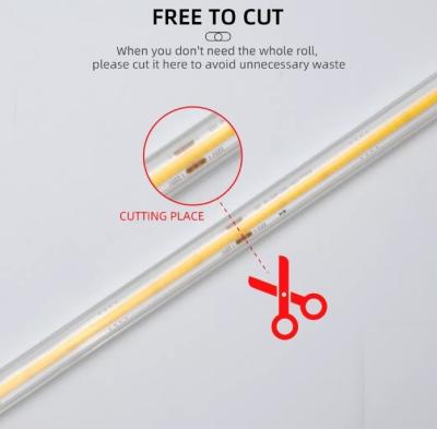 China Hoge Spanning COB LED Strip 50m/roll 100m/roll Vastgestelde waterdichte IP65 dimmer ondersteuning Te koop
