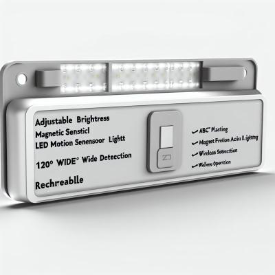 China Adjustable Brightness Wireless Rechargeable LED Motion Sensor Light 120° Wide Detection for sale