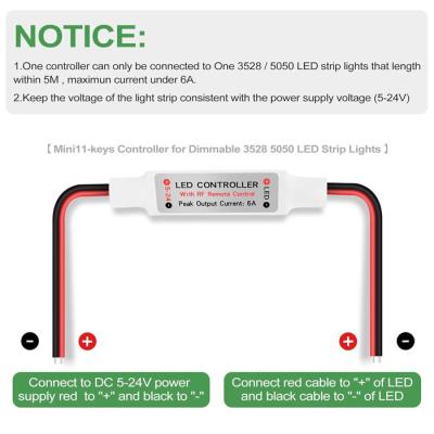 China 11 Key Single Color Led Controller 5-24v Wireless 433 Rf Brightness Dimmer for sale