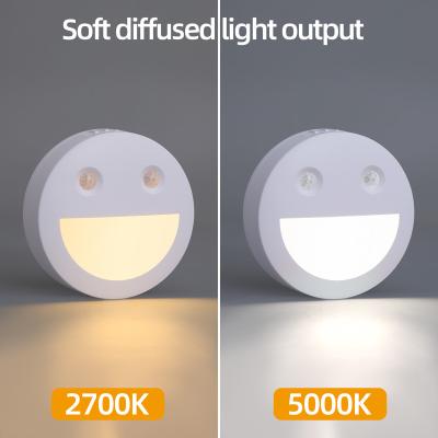 China 3.7V Wireless LED Night Light 16lm Smiling Face Intelligent Induction Night Light for sale