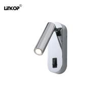 China 3W Cree LED Wall Light 3000K With Adjustable Angle Aluminum Silver Switch for sale