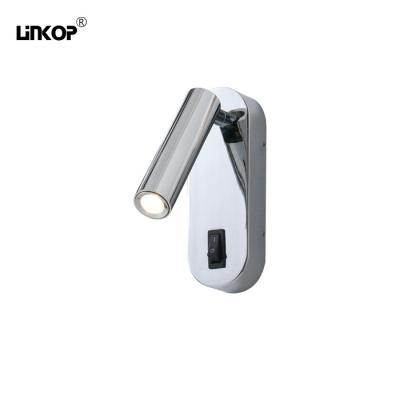 China 3W Cree LED Wall Light 3000K With Adjustable Angle Aluminum Silver Switch for sale