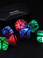 China Metal DND Dice Set Sharp Edge Resin Dice Led Luminous Dice for sale
