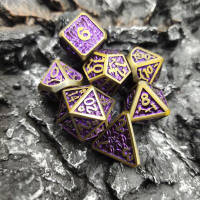 Cina Odorless Lightweight Dnd Metal Dice Set Polyhedral Game Card Game  Purplish silver in vendita