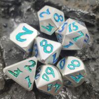 China Friendly Dice Set Multipurpose Carving Metal Polyhedral RPG Dice D6 D8 D10 for sale