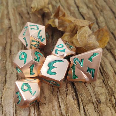 Cina Green Metal Copper Polyhedral Dice Practical Vintage Nice Dice Set For DND game Neat Sharp Edges in vendita