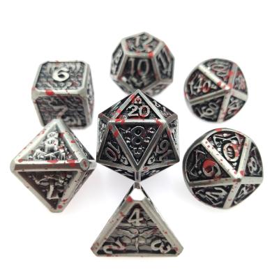 Cina Hand Made Metal Polyhedral Dice Set For Rpg Games Silver And Black in vendita