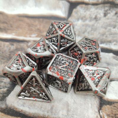 Cina Hand Made Metal Polyhedral Dice Set For Rpg Games Silver And Black in vendita