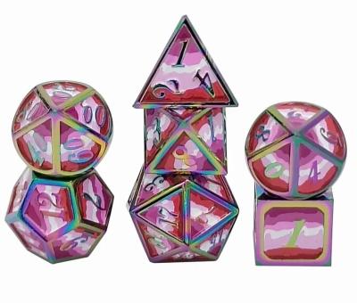Cina 16mm Smooth RPG Metal Dice Custom DND Logo Rainbow Game Set in vendita