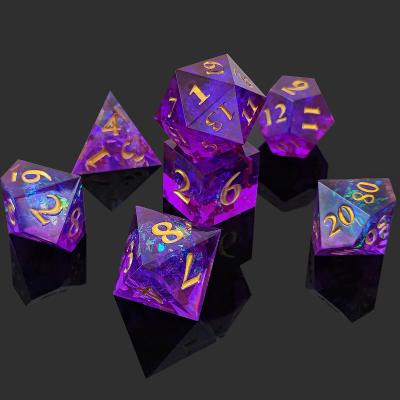 Cina Purple Resin Dice 7PCS DND Dragon And Dungeon Polyhedron Sharp Edge in vendita