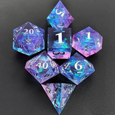 Cina Purple Resin Dice 7PCS DND Dragon And Dungeon Polyhedron Sharp Edge in vendita