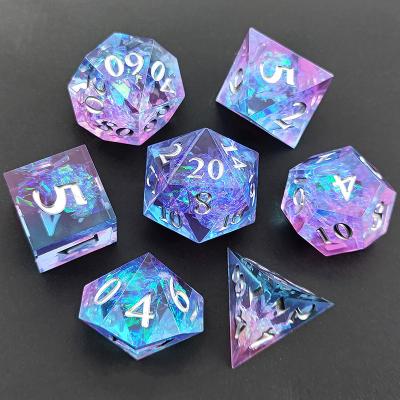 Cina Purple Resin Dice 7PCS DND Dragon And Dungeon Polyhedron Sharp Edge in vendita