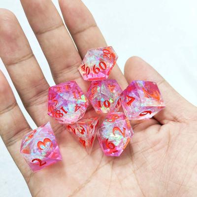 Cina Purple Resin Dice 7PCS DND Dragon And Dungeon Polyhedron Sharp Edge in vendita