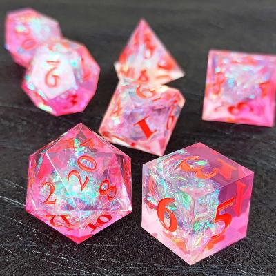 Cina Purple Resin Dice 7PCS DND Dragon And Dungeon Polyhedron Sharp Edge in vendita