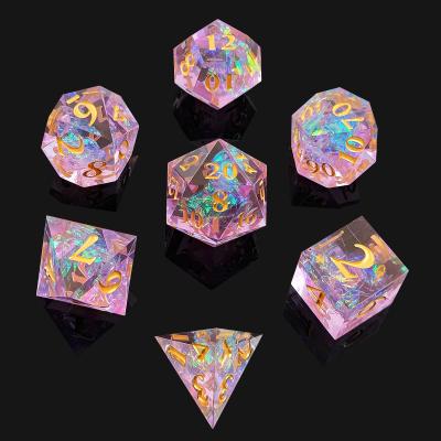 Cina Purple Resin Dice 7PCS DND Dragon And Dungeon Polyhedron Sharp Edge in vendita
