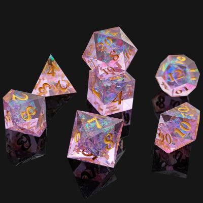 Cina Purple Resin Dice 7PCS DND Dragon And Dungeon Polyhedron Sharp Edge in vendita