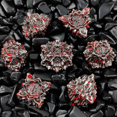 Cina Lotus Metal Dice Set DND Dungeons And Dragons TRPG Polyhedral COC D6 Board Game in vendita