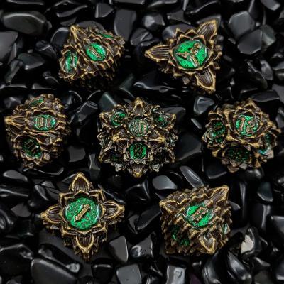 Cina Lotus Metal Dice Set DND Dungeons And Dragons TRPG Polyhedral COC D6 Board Game in vendita