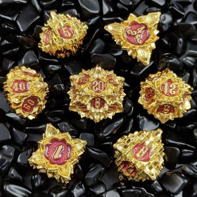 Cina Lotus Metal Dice Set DND Dungeons And Dragons TRPG Polyhedral COC D6 Board Game in vendita