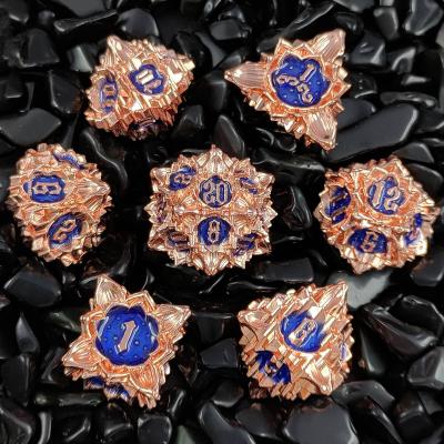 Cina Lotus Metal Dice Set DND Dungeons And Dragons TRPG Polyhedral COC D6 Board Game in vendita