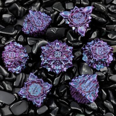 Cina Lotus Metal Dice Set DND Dungeons And Dragons TRPG Polyhedral COC D6 Board Game in vendita