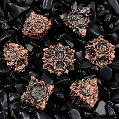 Cina Lotus Metal Dice Set DND Dungeons And Dragons TRPG Polyhedral COC D6 Board Game in vendita