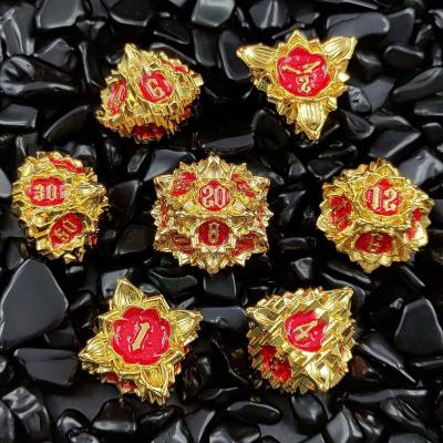 Cina Lotus Metal Dice Set DND Dungeons And Dragons TRPG Polyhedral COC D6 Board Game in vendita