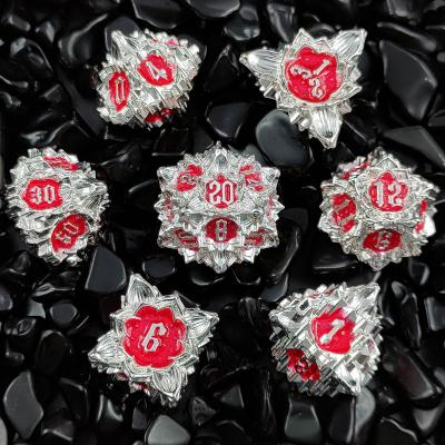 Cina Lotus Metal Dice Set DND Dungeons And Dragons TRPG Polyhedral COC D6 Board Game in vendita