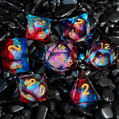 Cina Flow Sand Multi Color Resin Dice Set DND Cruzu'S Call RPG#COC in vendita