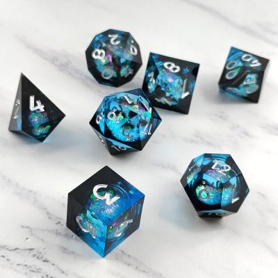 Cina Flow Sand Multi Color Resin Dice Set DND Cruzu'S Call RPG#COC in vendita