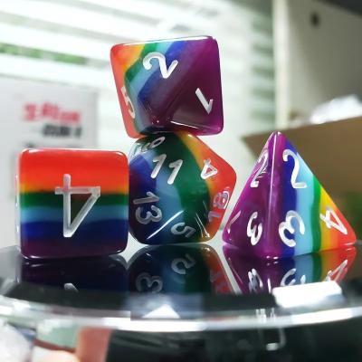 中国 7 Layer Rainbow Handmade Resin Dice Crusson And Dungeon DND#RPG 販売のため