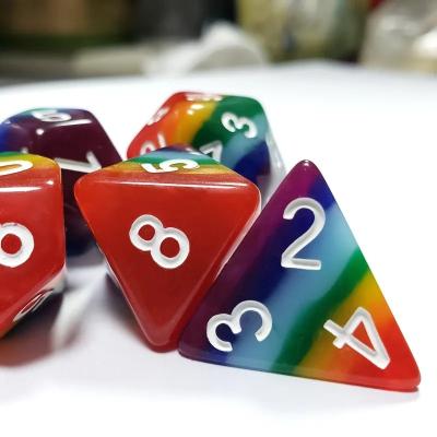 Cina 7 Layer Rainbow Handmade Resin Dice Crusson And Dungeon DND#RPG in vendita