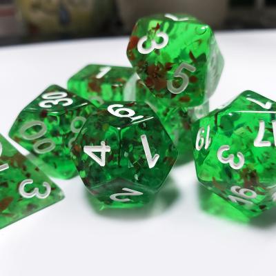 中国 Sprite green crystal Resin Boarding Dice Set  dnd dice 販売のため