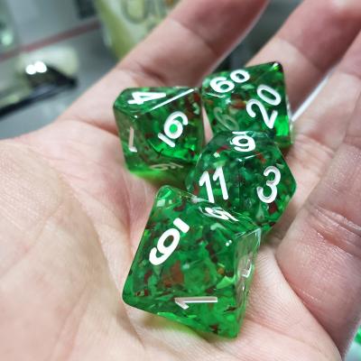 中国 Sprite green crystal Resin Boarding Dice Set  dnd dice 販売のため