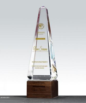 中国 Individualized Custom Resin Trophies Crystal And Solid Wood Combination Trophy 販売のため