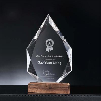 China Wooden Base Custom Resin Trophies Personalized Crystal Trophy Te koop