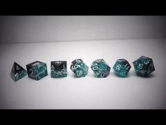 Blue Black Resin Dice Set Dragon and Dungeon