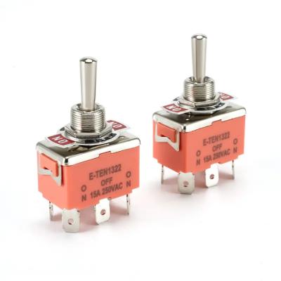 China 6-Pin 2-Position Screw Terminal Toggle Switch DPDT Rocker Switch 15A 250V AC Metal Frame M12 Mounting for sale