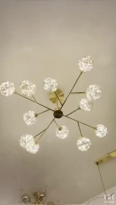 China Led luxury modern ball lamp fancy galss chandeliers pendant lights living room glass light vintage hanging chandelier for sale