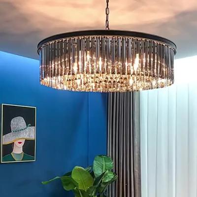 China Large Project High Ceiling Hanging Chandelier Led Lamps Modern Round High Grade Crystal Luxury House Chandelier Pandent Light for sale