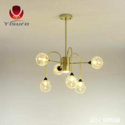 China Nordic American Clear Glass Ceiling Bubble Ball Lamp LED Luxury Round Chandeliers Brass Modern Light Fixture Living Room Pendant for sale